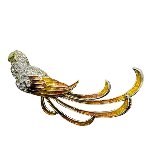 Jewelry | Rhinestone Pave Bird Brooch Pin Parrot Enamel | Poshmark